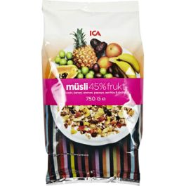 Müsli 45% Frukt 750g ICA